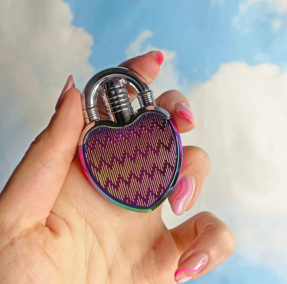 BURNING LOVE Heart Lock Lighter- Iridescent — Happy Buds Brooklyn