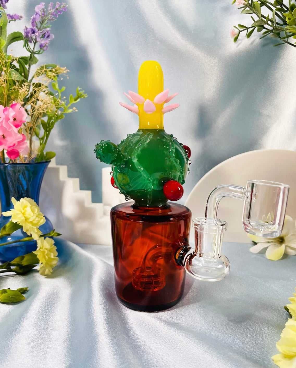 BURNING LOVE Cactus Flower Rig/Bong — Happy Buds Brooklyn