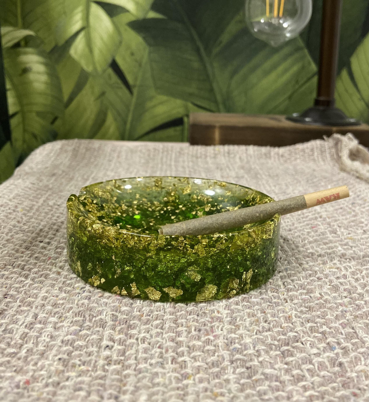 Soleil Bris Small Emerald Green with Gold Speckled Hand Made Resin Rou ...