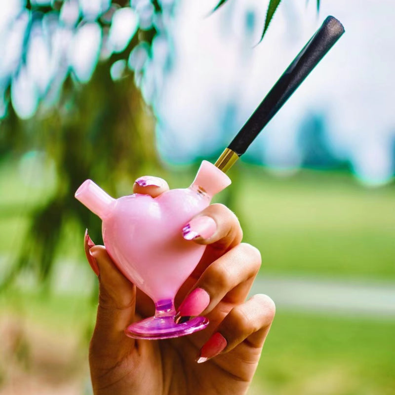 Happy Buds PINK HEART Mini Joint Blunt Bubbler — Happy Buds Brooklyn